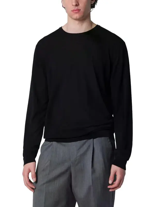 ROBERTO COLLINA Giro Crepe Cotton Sweater - Black