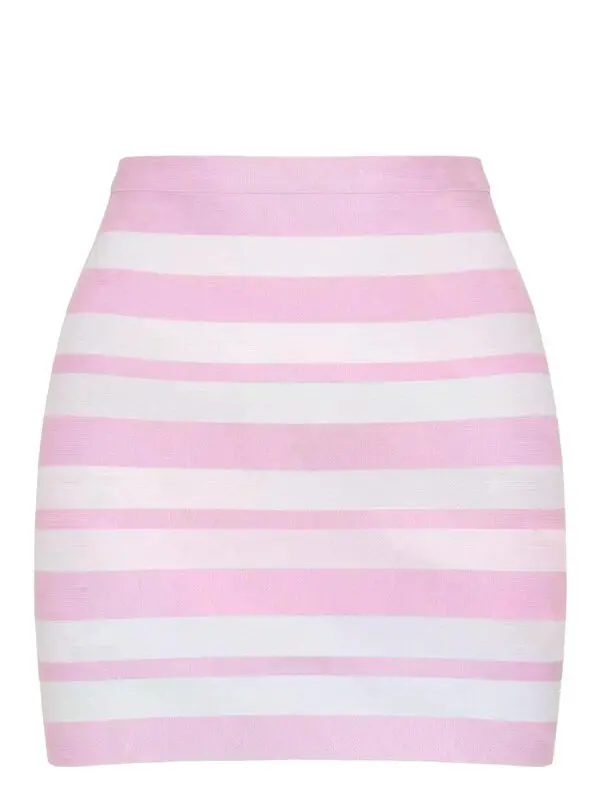 Herve Leger Striped Mini Skirt - Pink