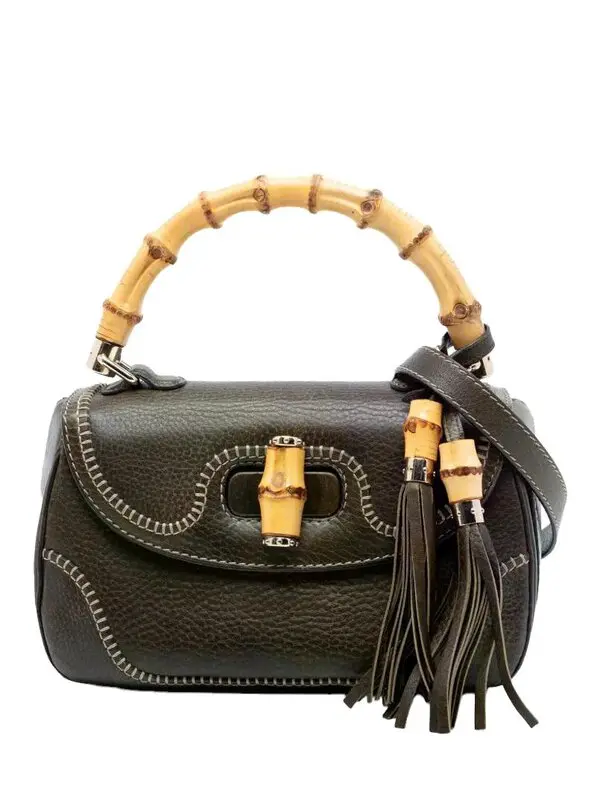 Gucci Leather New Bamboo Satchel - Green