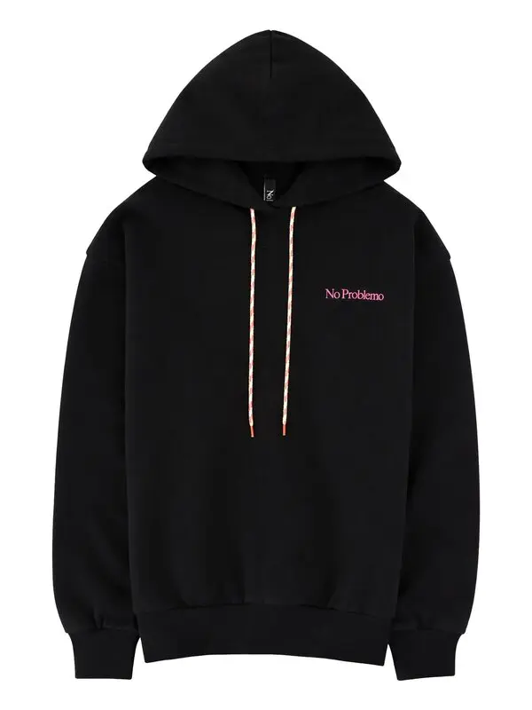 NO PROBLEMO Logo Printed Hoodie - Black