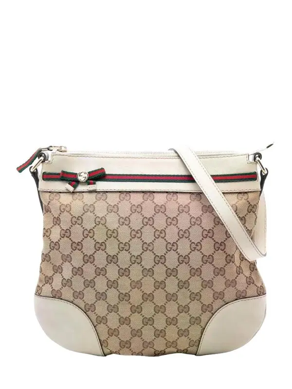 Gucci Gg Canvas Web Mayfair Crossbody Bag - White