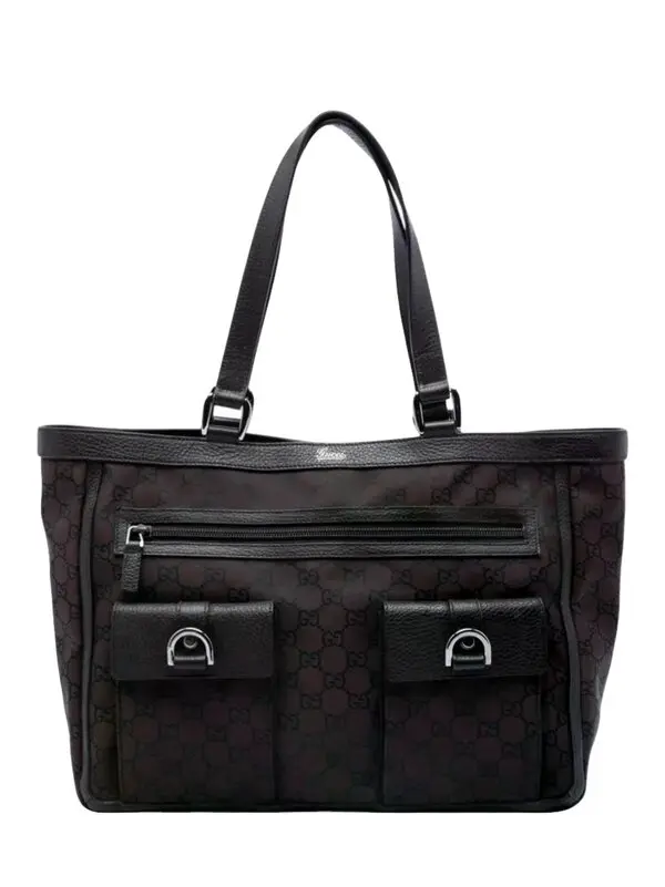 Gucci Gg Nylon Abbey D-ring Pocket Tote Bag - Brown