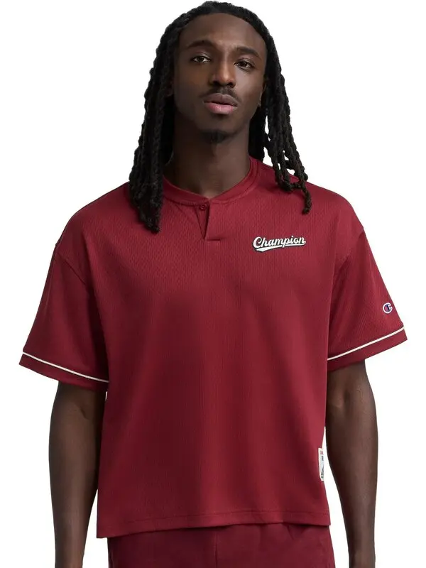 Champion Modern Retro Coaches Henley - Pomegranate