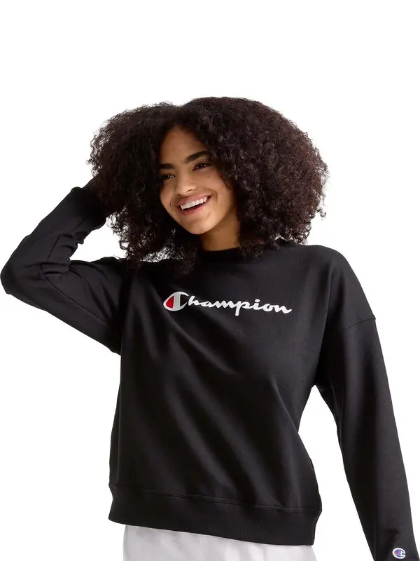 Champion Powerblend Crewneck Sweatshirt With Script Logo - Black
