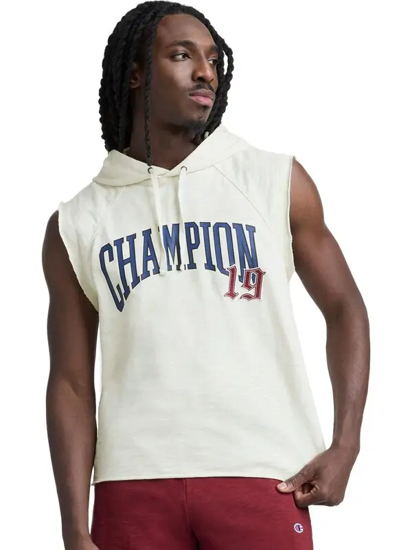 Champion Modern Retro Washed Sleeveless Hoodie - Unbleached Cotton