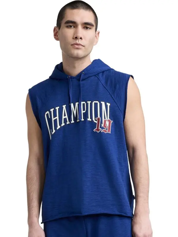 Champion Modern Retro Washed Sleeveless Hoodie - Blue Depth