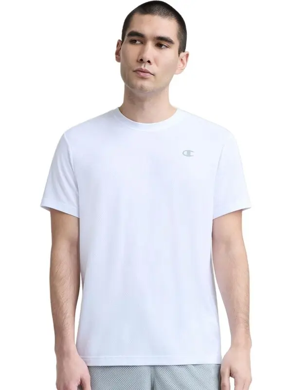 Champion Sport Crewneck T-shirt, Script Logo - Bright White