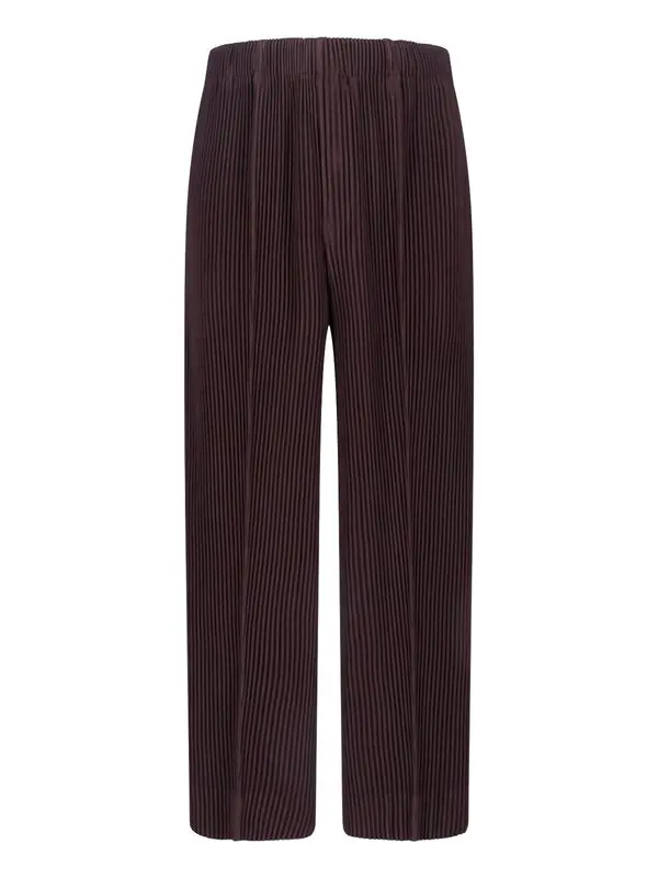 HOMME PLISSE Pleated Trousers - Brown