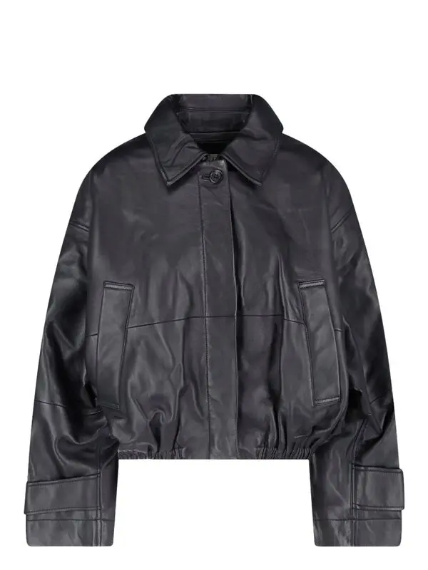 RÓHE Lambskin Leather Jacket With Classic Collar - Black
