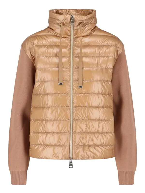 Herno Knitted And Nylon Puffer - Brown
