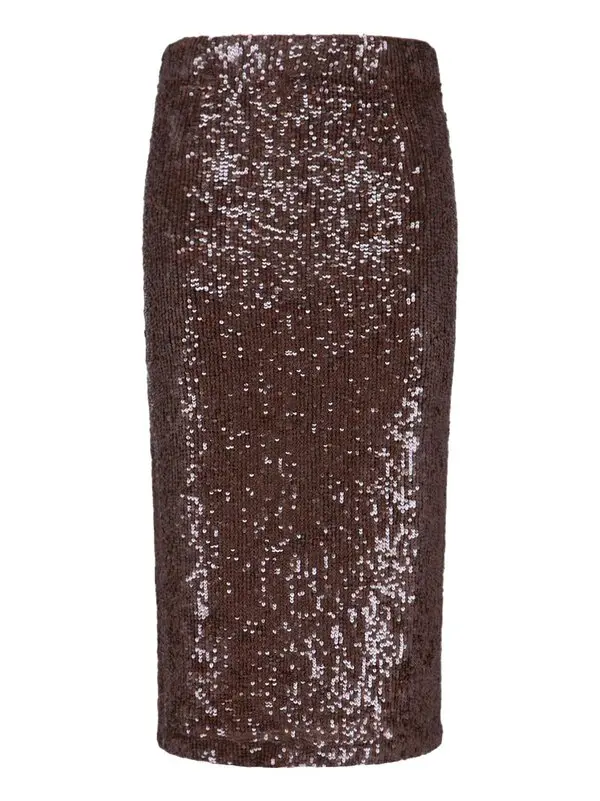 P.a.r.o.s.h Paillettes Midi Skirt - Brown