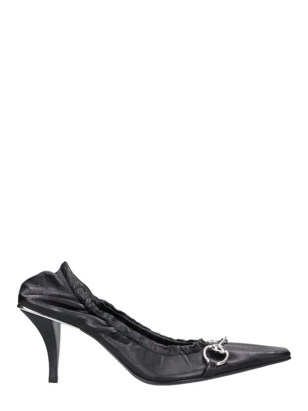 Gucci Vittoria" Ruched Leather Pumps - Black