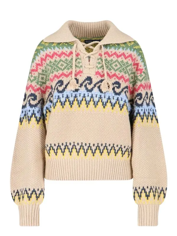 Polo Ralph Lauren Fair-isle Lace Up Sweater - Multi
