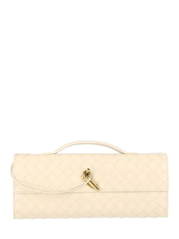 Bottega Veneta Andiamo" Clutch In Lambskin With Gold Metal Detail - White