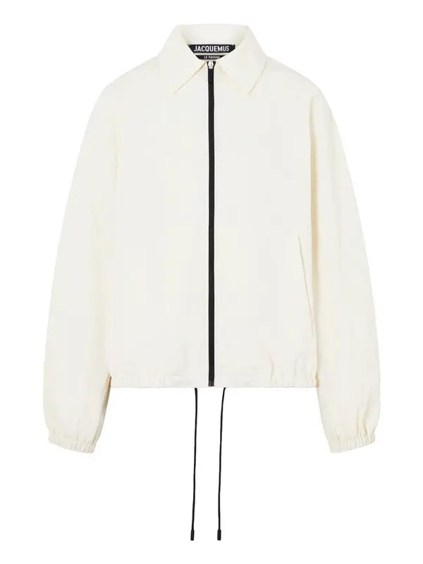 Jacquemus Logo-embroidered Shell Bomber Jacket - White