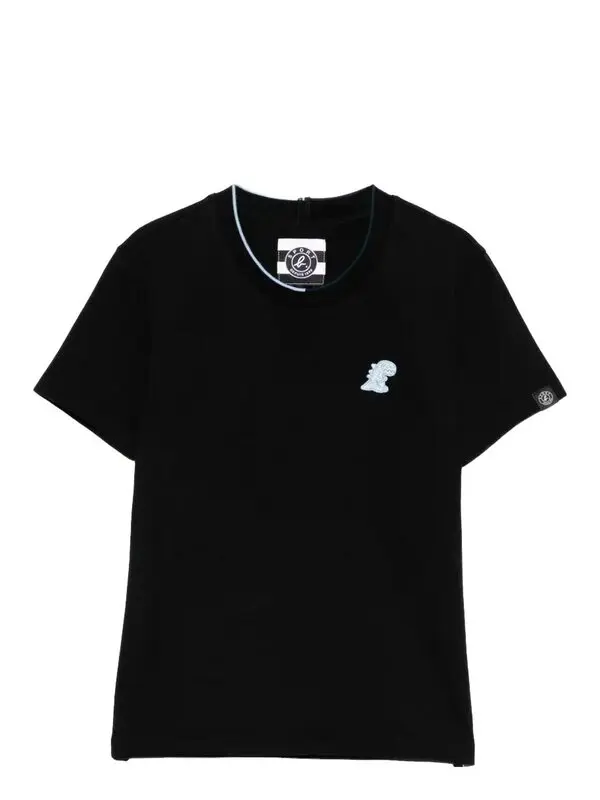 AGNES B. Logo-embroidered Round Neck T-shirt - Black