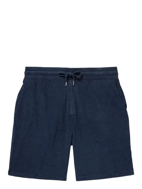 Frescobol Carioca Augusto Straight-leg Terry Drawstring Shorts - Blue