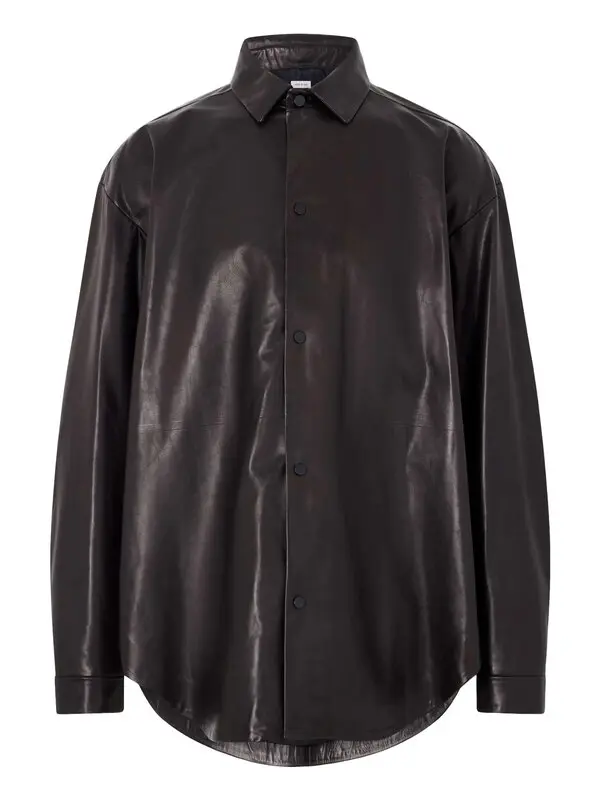 Fear Of God Leather Overshirt - Dark Brown