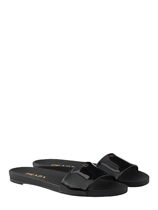 Prada Patent Leather Slides - Black