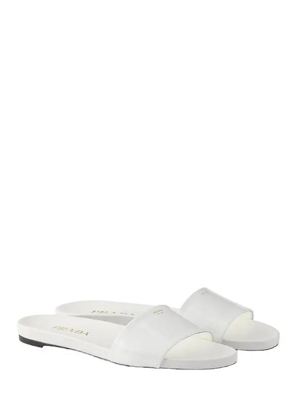 Prada Patent Leather Slides - White