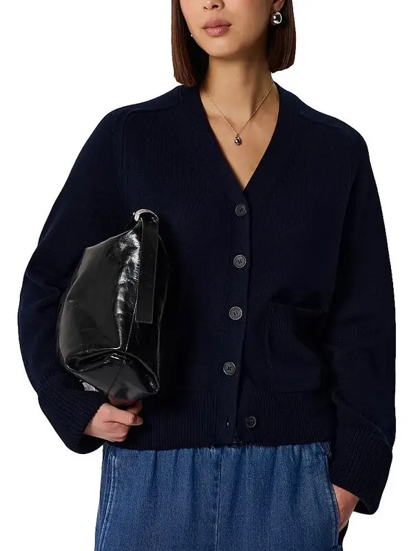 Whistles Cotton Pocket Cardigan - Navy