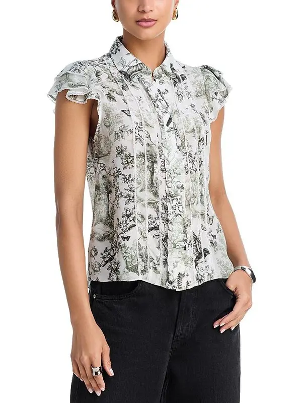 Alice + Olivia Minda Ruffle-sleeve Blouse - Daybreak