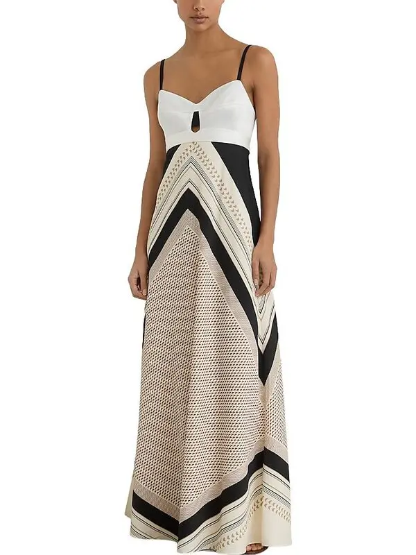 REISS Petites Myra Scarf Print Maxi Dress - Ivory/black