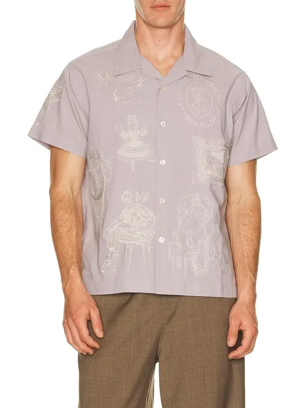 SAMUEL ZELIG Northfield Camp Shirt In Lavender - Dusty Lavender