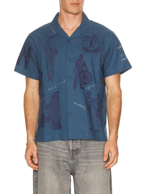 SAMUEL ZELIG Orchestra Camp Shirt In Blue - Deep Blue