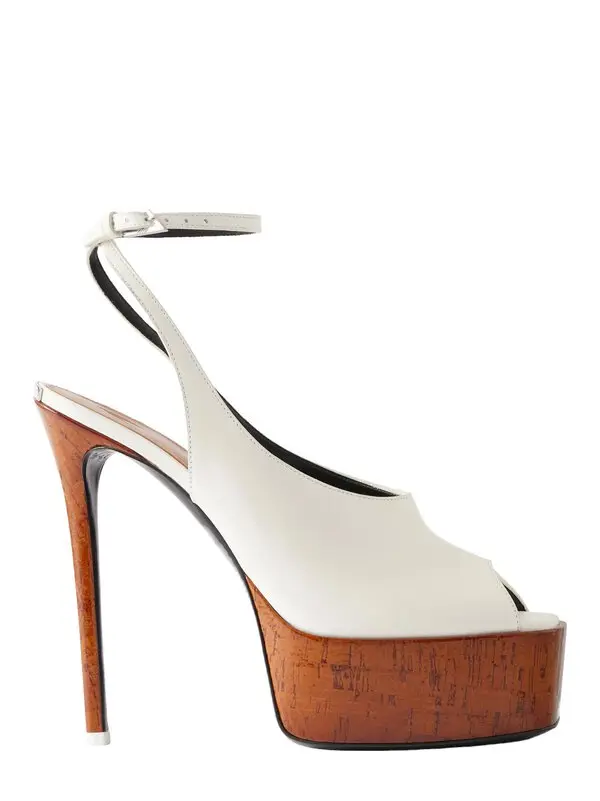 Attico Ornella 140 Leather Platform Pumps - White