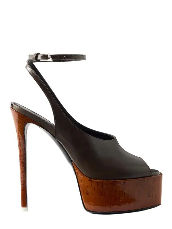 Attico Ornella Leather Platform Sandals - Brown