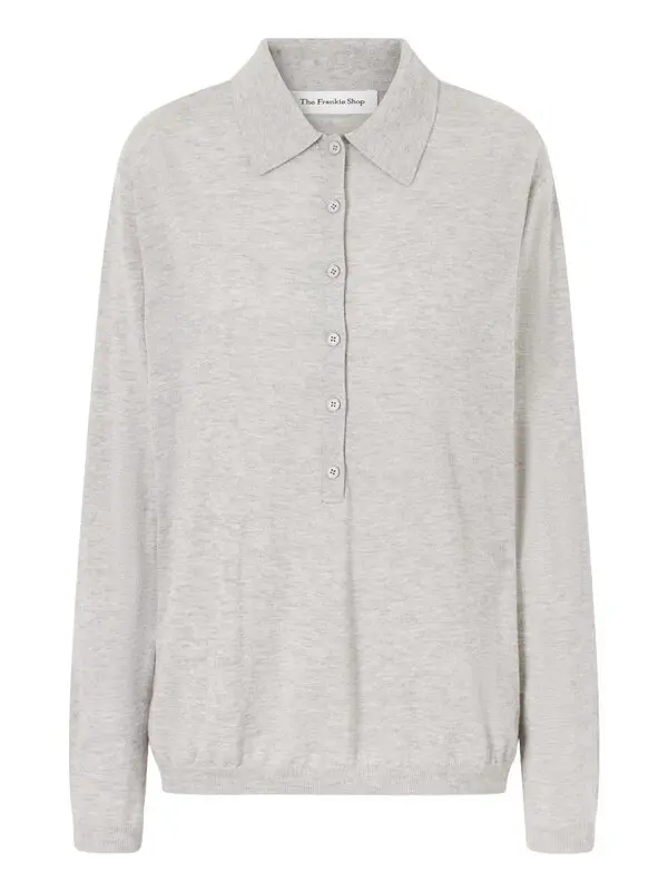 THE FRANKIE SHOP Tala Wool-blend Polo Sweater - Gray