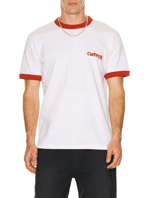 Carhartt Work In Progress Ringer T-shirt In White - White & Red