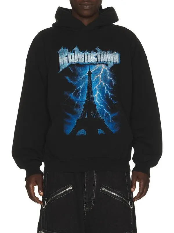 Balenciaga Medium Fit Hoodie - Black