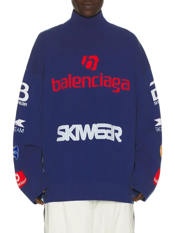 Balenciaga Long Sleeve Turtleneck - Blue & Multico