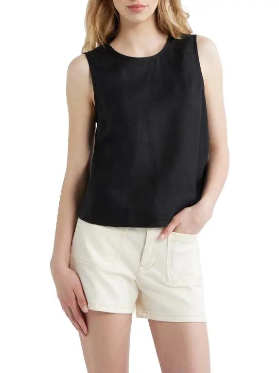 Madewell Suki Sleeveless Linen Top - Jet Black