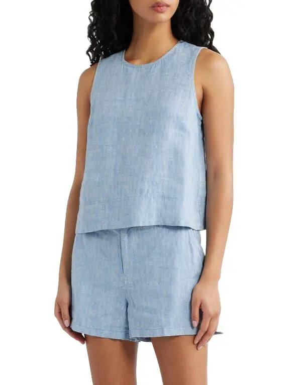 Madewell Suki Sleeveless Linen Top - Sunfaded Blue