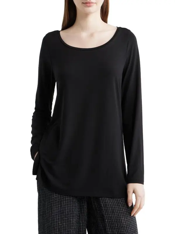 Eileen Fisher Ballet Neck Long Sleeve Tunic - Black