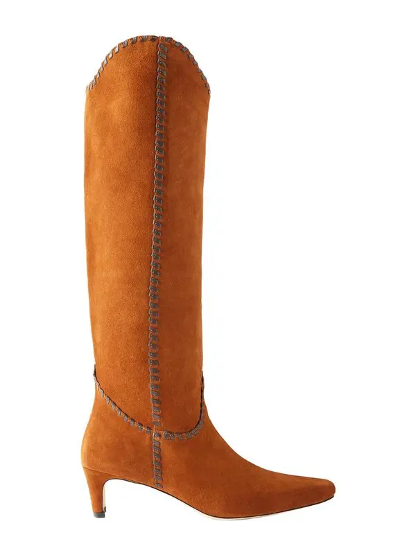 Staud Wally Suede Knee Boots - Brown
