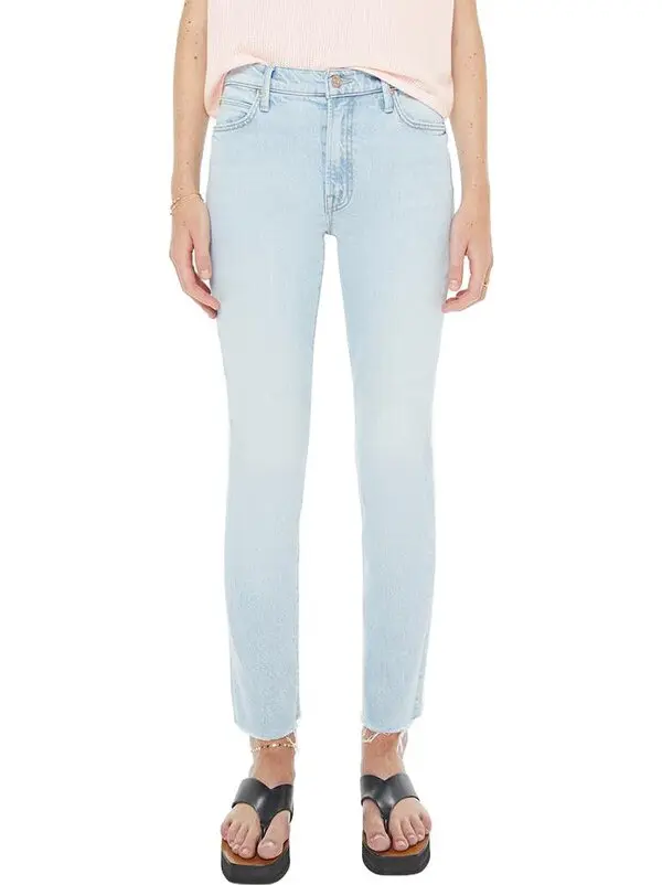 MOTHER The Rascal High-waist Fray Hem Flood Jeans - Bring The Cooler