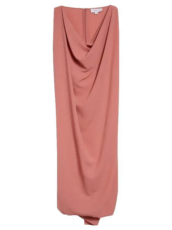 Michael Kors Cowl Virgin Wool Crepe Midi Dress - Guava