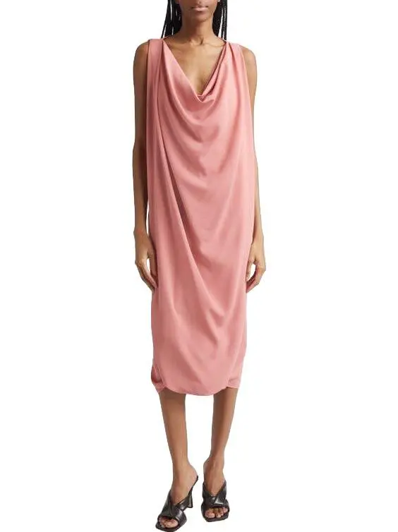 Michael Kors Cowl Virgin Wool Crepe Midi Dress - Guava