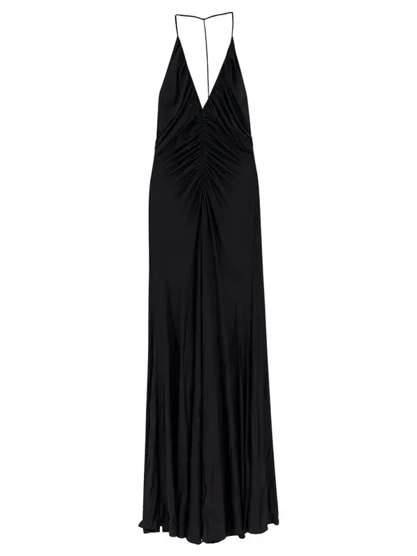 SELF-PORTRAIT Gathered Jersey Long Dress - Black