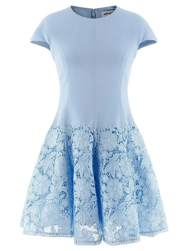 SELF-PORTRAIT Crepe Lace Mini Dress - Blue