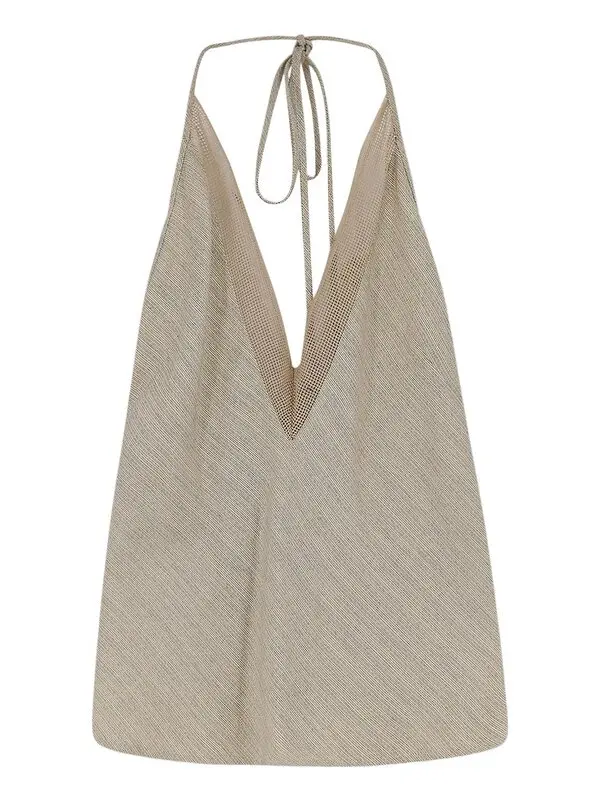 ALYSI Viscose And Linen Top - Beige