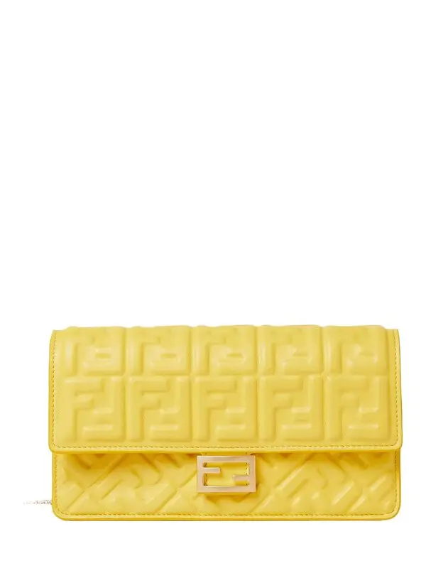 Fendi Leather Wallet On Chain Baguette - Yellow