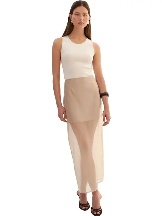 LAMARQUE Sheer Flowy Skirt - Beige