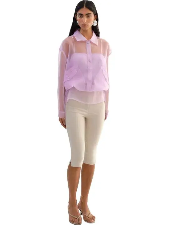 LAMARQUE Sheer Shirt Jacket - Lilac