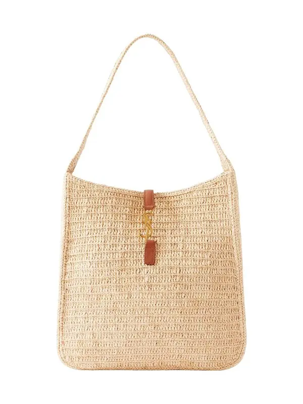Saint Laurent Le 5 À 7 Raffia Shoulder Bag - Brown
