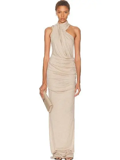 ENTIRE STUDIOS Sleeveless Halterneck Maxi Dress - Fawn